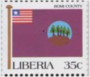 Stamp: Bomi County (Liberia(Flags of Liberian Counties) Mi:LR 1485,Sn ...