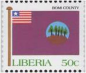 Stamp: Bomi County (Liberia) (Flags of Liberian Counties) Mi:LR 1511,Sn ...