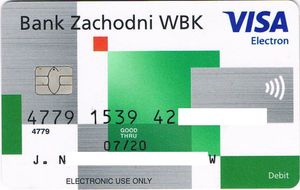 Bank Card: Visa Elektron (Bank Zachodni WBK, Poland) Col:PL-VE-0119.01
