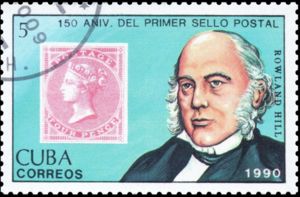 Stamp: Portrait of Sir Rowland Hill and stamps of GB Type A5 (Cuba ...