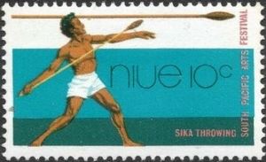 Stamp: Sika Throwing (Niue(South Pacific Arts Festival) Mi:NU 126,Sn:NU ...