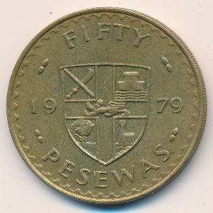 Coin: 50 Pesewas (Ghana(1967~2007 - Second Cedi) Col:GH-000018,WCC:km18 🪙
