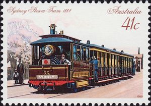 Stamp: Steam Tram, Sydney, 1884 (Australia(Historic Trams) Mi:AU 1173A ...