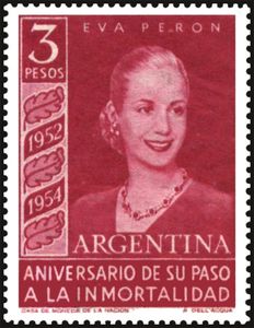 Sello: Eva Peron (1919-1952), 2nd Anniv. of Death (Argentina(Eva Perón ...
