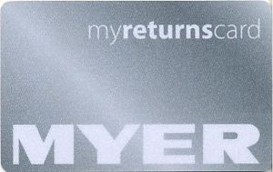 Gift Card: My Returns card (Myer, Australia(Returns card) Col:AU-MY-101 ...