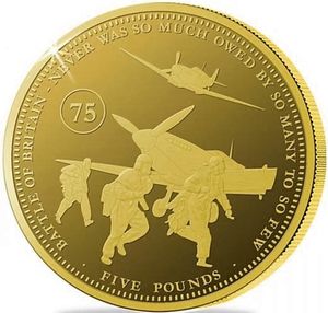 Coin: 5 Pounds (75 years of the Battle of Britain - Gold) (Tristan da ...