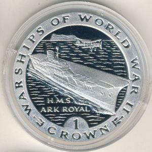 Coin: 1 Crown (H.M.S. Ark Royal) (Gibraltar(1993 - WWII Warships) WCC ...