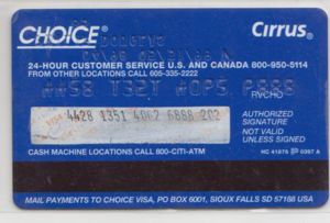Bank Card: Choice (Choice, United States of AmericaCol:US-VI-0294