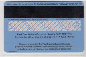 Bank Card: Bank One (First National of Chicago, United States of ...