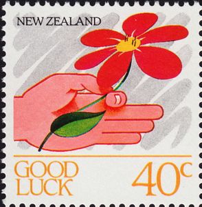 Stamp: Good Luck (New Zealand(Greetings Stamps 1988) Mi:NZ 1022,Sn:NZ ...