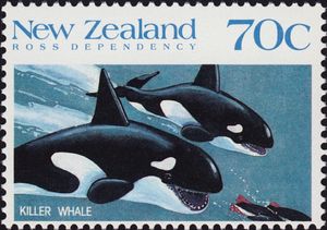 Stamp: Killer Whale (Orcinus orca) (New Zealand(Whales) Mi:NZ 1057,Sn ...