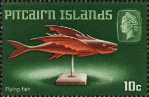 Stamp: Flying fish model (Pitcairn Islands(Handicrafts) Mi:PN 92,Sn:PN ...
