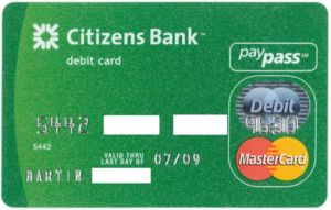 Bank Card: Citizens Bank Green (Citizens Bank, United States of ...