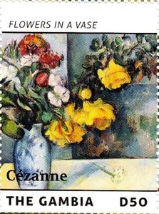 Stamp: Flowers in a vase (Gambia) (Paul Cezanne, 175th Birth ...