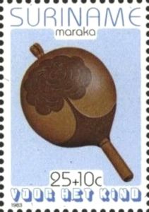 Stamp: Rattle (Suriname(Child Welfare (1983) - Caribbean Artifacts) Mi ...