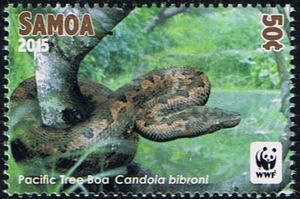 Stamp: Pacific Tree Boa (Candoia bibroni) (Samoa(WWF) Mi:WS 1222,Sn:WS ...