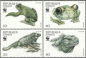 Stamp: Ricord's Ground Iguana (Cyclura ricordii), Hispaniola Treefr ...