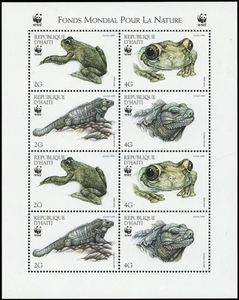 Stamp: Ricord's Ground Iguana (Cyclura ricordii), Hispaniola Treefr ...