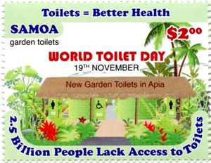 Stamp: Toilets = Better Health (Samoa(World Toilet Day) Mi:WS 1201,Sg ...