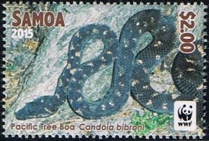 Stamp: Pacific Tree Boa (Candoia bibroni) (Samoa(WWF) Mi:WS 1223,Sn:WS ...