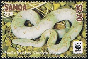 Stamp: Pacific Tree Boa (Candoia bibroni) (Samoa(WWF) Mi:WS 1224,Sn:WS ...