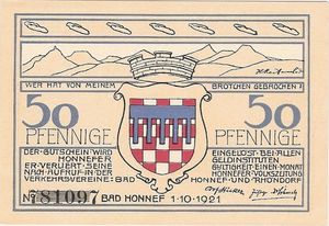 Banknote: 50 Pfennige (Rheinland(Honnef a. Rhein) GrM:627.1a-2/8