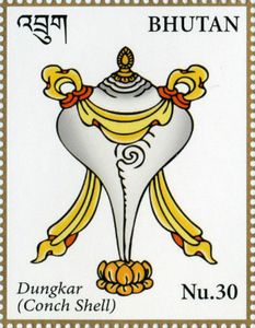 Stamp: Dungkar (Conch shell) (Bhutan(Eight Auspicious Symbols) Mi:BT ...