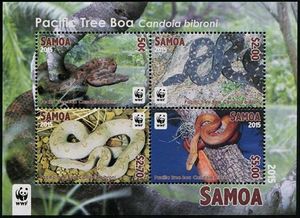 Stamp: Pacific Tree Boa (Candoia bibroni) (Samoa(WWF) Mi:WS BL95,Sn:WS ...