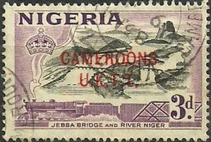 Stamp: Jebba Bridge and River Niger with U.K. overprint (Cameroon ...