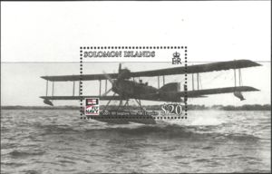 Stamp: Short 184 Seaplane from HMS Engadine (Solomon Islands(100 Years ...