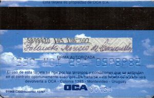 Tarjeta de Banco: Oca Card (Oca, UruguayCol:UY-GM-0010
