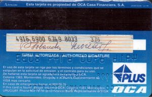 Bank Card: Oca (Oca, UruguayCol:UY-VI-0005
