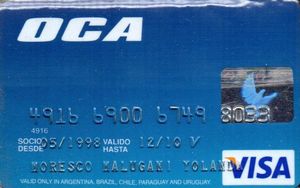 Tarjeta de Banco: Oca (Oca, UruguayCol:UY-VI-0006