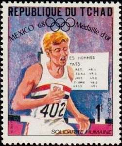 Stamp: David Hemery - Great Britain - 400m Hurdles (Chad(Winners of ...