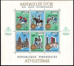 Stamp: Gold Medal Winners (Rwanda(Summer Olympic Games 1968 - Mexico ...