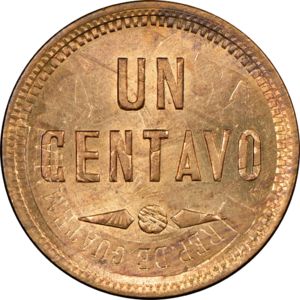 Coin: 1 Centavo (Guatemala) (1859~1925 - Peso) WCC:km202.2