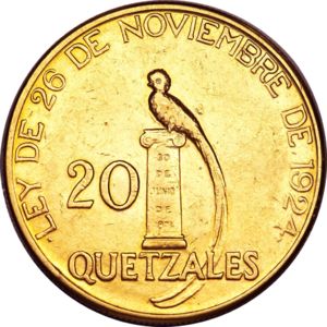 Coin: 20 Quetzales (Guatemala) (1925~Today - Quetzal - Circulation) WCC ...