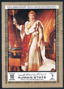 Stamp: Napoleon Bonaparte with laurel wreath, from the front (Ajman ...