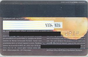 Bank Card: Powercard BCR (Banca Comerciala Romana, RomaniaCol:RO-VI-0031.02