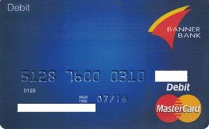 Bank Card: Banner bank Debit (Banner bank, United States of AmericaCol ...