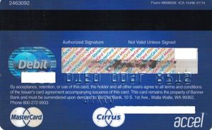 Bank Card: Banner bank Debit (Banner bank, United States of America ...