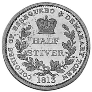 Coin: ½ Stivers (COLONIES OF ESSEQUEBO & DEMARARY TOKEN) (Guyana(1813 ...