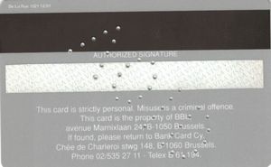 Bank Card: Bbl Visa (BBL (Bank Brussel Lambert), BelgiumCol:BE-VI-0013