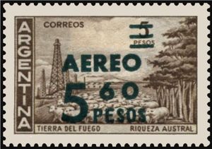 Stamp: Overprint "Aéreo 5,60 pesos" (ArgentinaGz :AR Ae112Aa