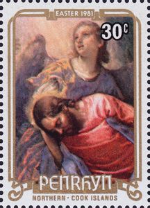 Stamp: Jesus at the Grove, Paolo Veronese (Penrhyn(Easter) Mi:CK-PE 216 ...