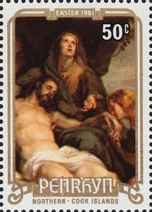 Stamp: Pieta, Anthonis van Dyck (Penrhyn(Easter) Mi:CK-PE 218,Sn:CK-PE 175,Yt:CK-PE 138,Sg:CK-PE 220