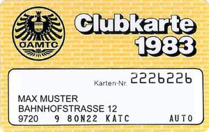 Functional Card: ÖAMTC - Clubkarte 1983 (Car Assistance and Auto Clubs ...
