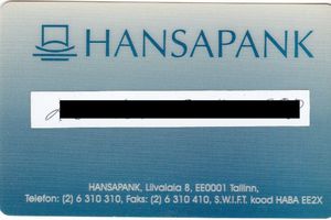 Bank Card: Hansapank (Hansapank, EstoniaCol:EE-GM-0110