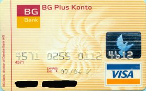Bank Card: BG Bank Visa Plus Konto (BG Bank, DenmarkCol:DK-VI-0015