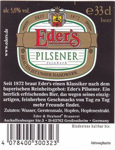 Drink Label: Eder's Pilsener (Eder & Heylands Brauerei, Germany ...
